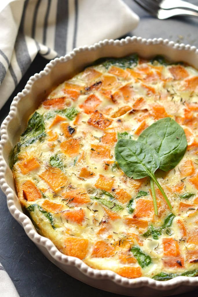 Butternut Squash Spinach Breakfast Bake - Skinny Fitalicious®