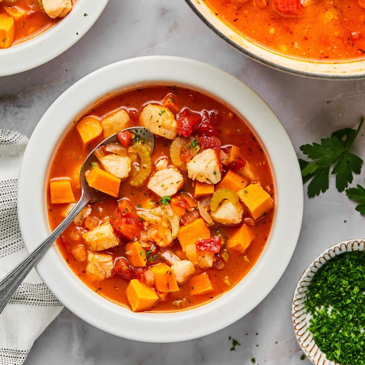 Lightened Up Cod Chowder {Paleo, GF, Low Cal} - Skinny Fitalicious