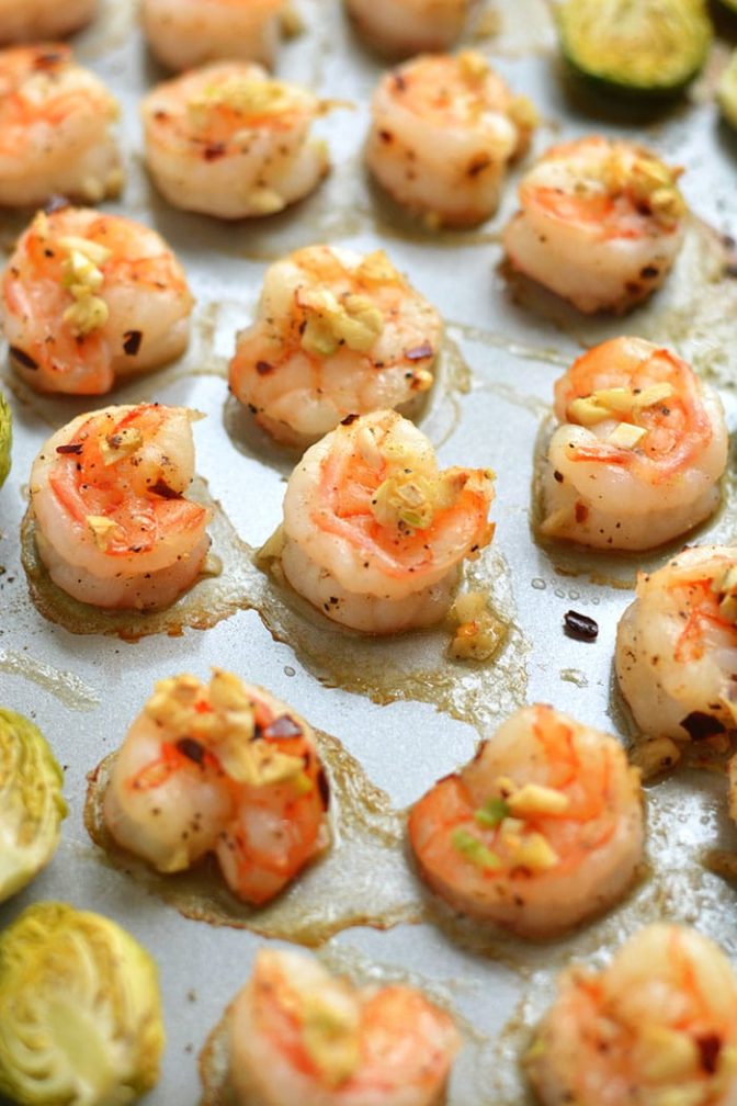 One Pan Lemon Garlic Shrimp & Brussels Sprouts - Skinny Fitalicious®
