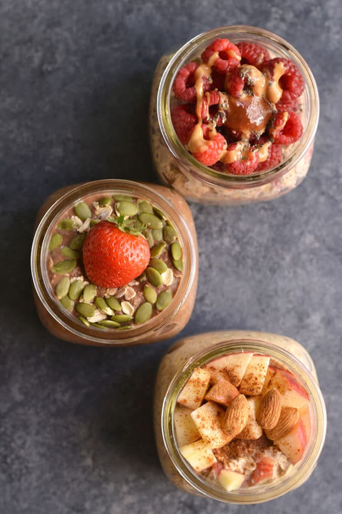 Meal Prep Overnight Oats 3 Ways {GF, Vegan} - Skinny Fitalicious