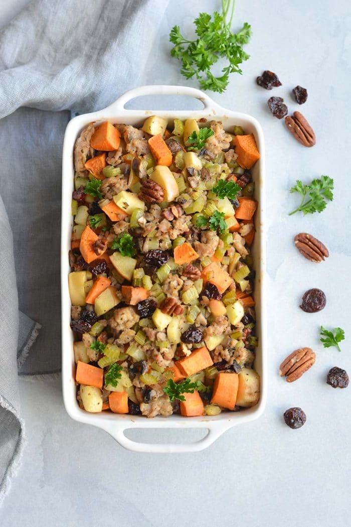 Paleo Thanksgiving Stuffing {GF, Low Cal} - Skinny Fitalicious®