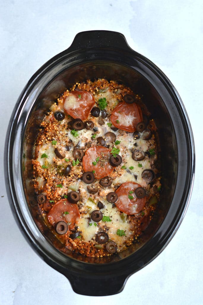 Crockpot Pizza Quinoa - Skinny Fitalicious®