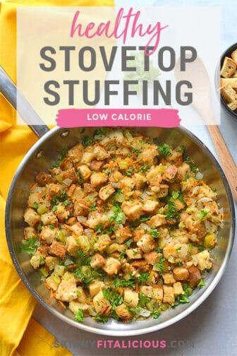Healthy Stovetop Stuffing {Low Calorie, GF, Vegan} - Skinny Fitalicious®