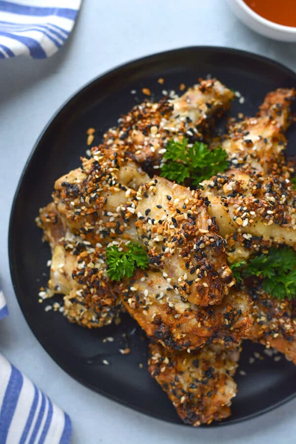 Healthy Air Fryer Everything Bagel Chicken Wings - Skinny Fitalicious®
