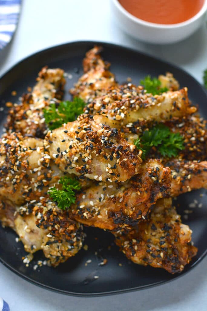 Healthy Air Fryer Everything Bagel Chicken Wings - Skinny Fitalicious®