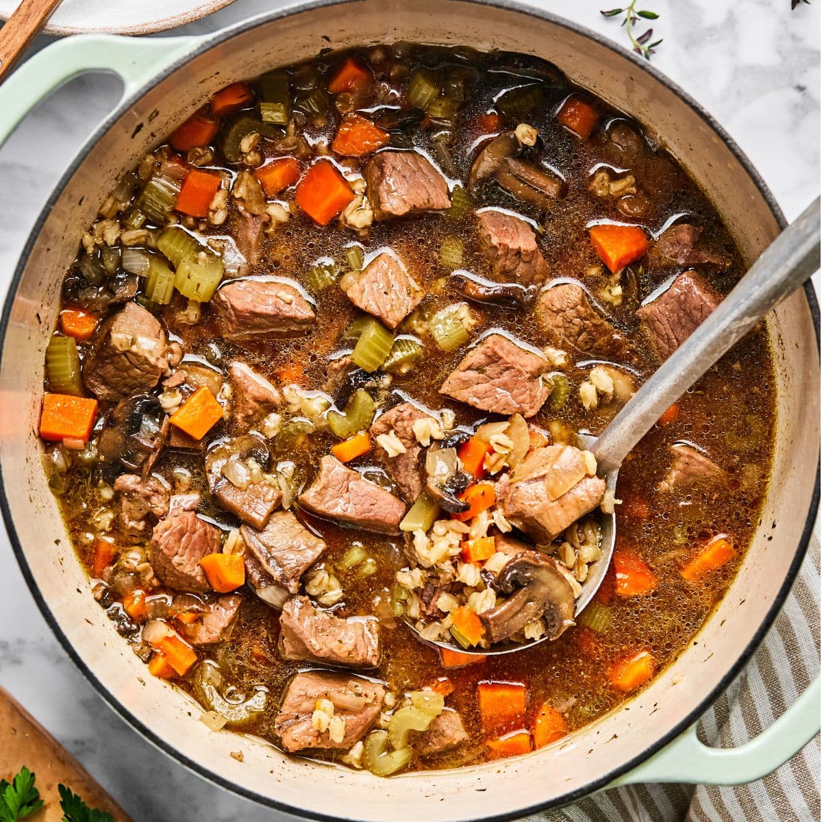 Easy Beef Barley Soup - Skinny Fitalicious®